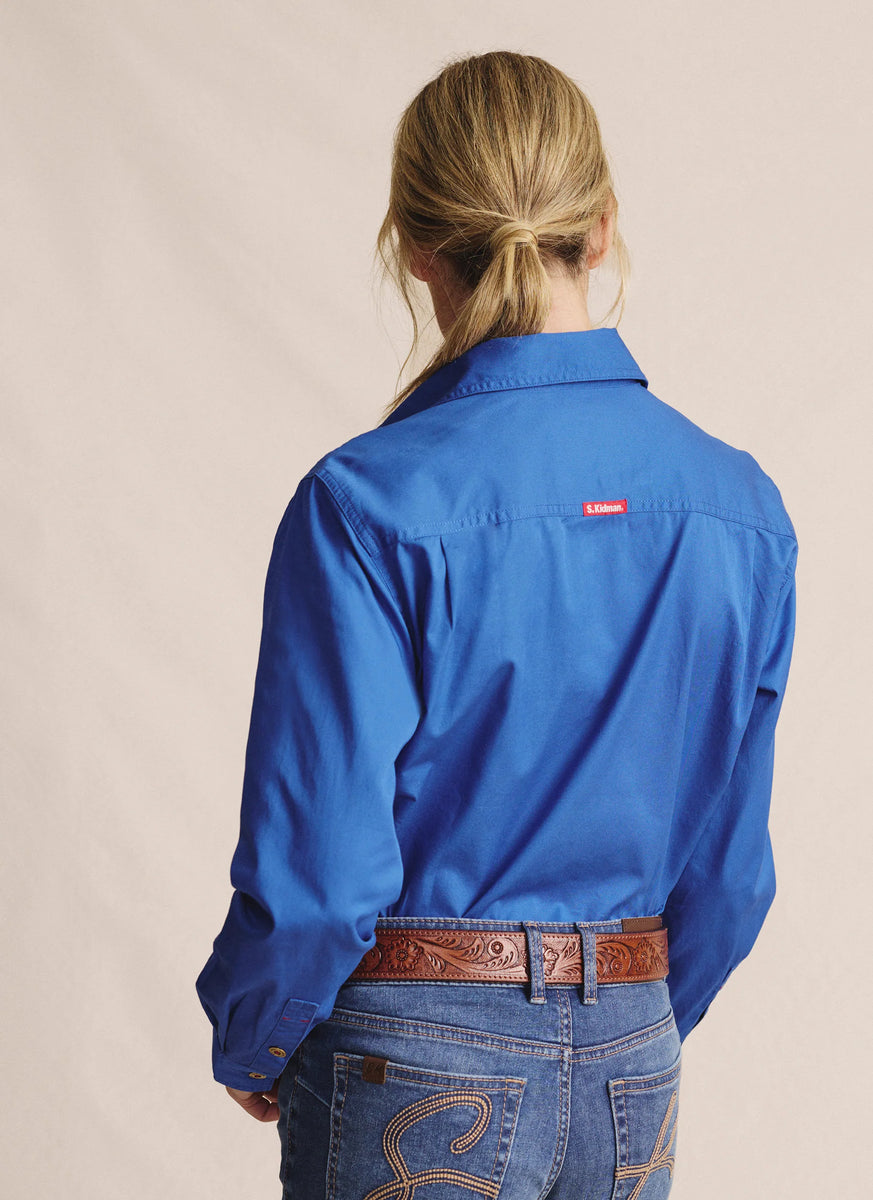 S Kidman Spencer Full Placket Work Shirt Blue – Amberoak Rural