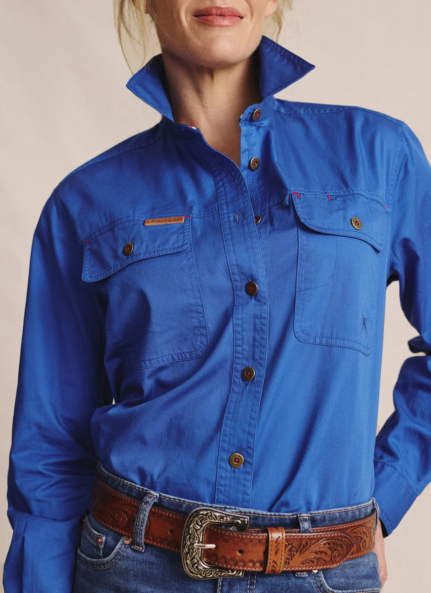 S Kidman Spencer Full Placket Work Shirt Blue – Amberoak Rural