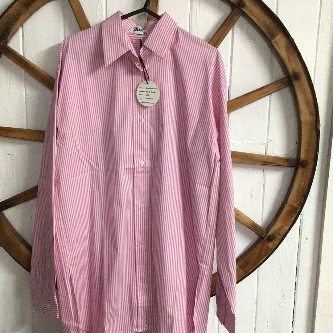 Shirty boyfriend shirt pink stripe – Amberoak Rural